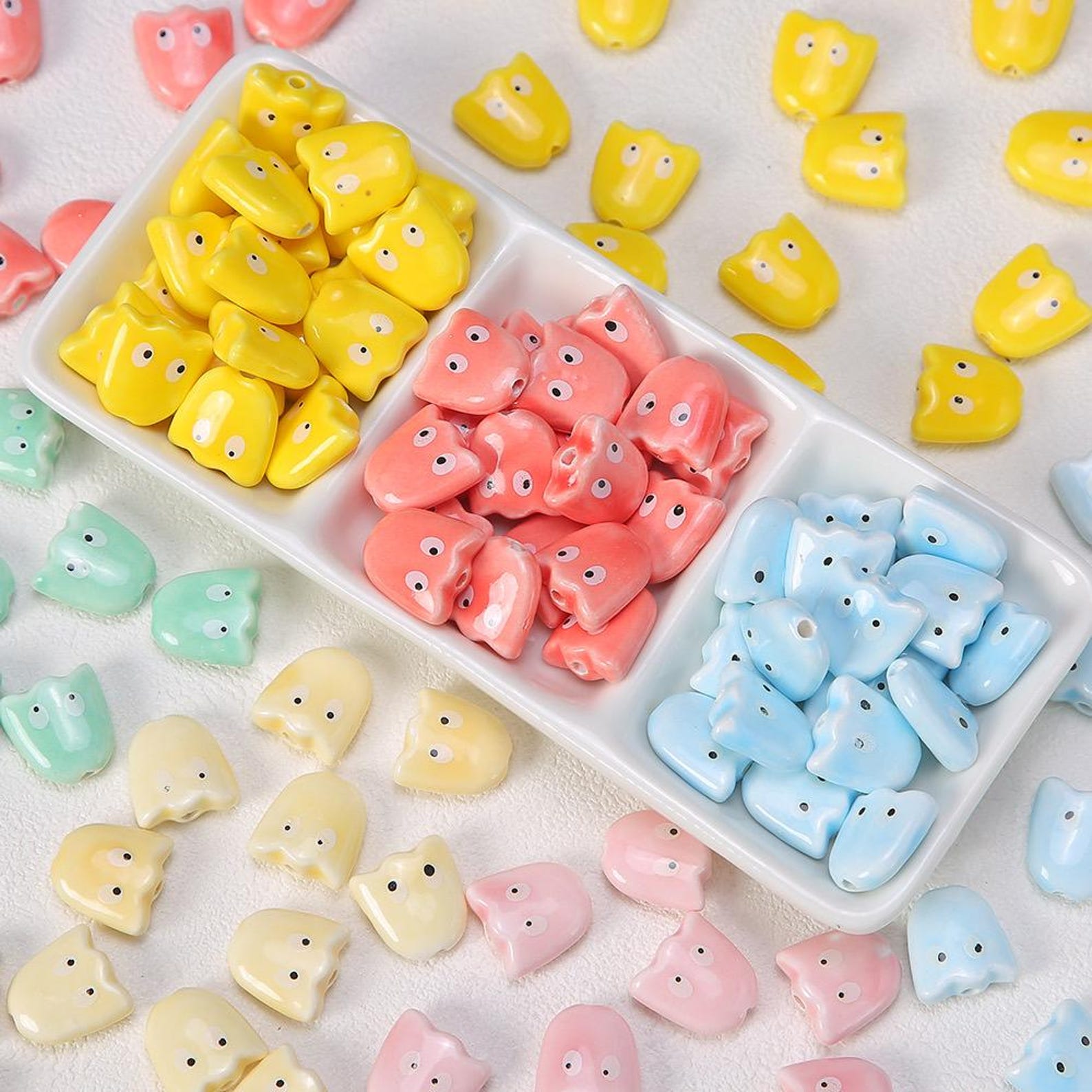 10 Pcs Dopamine-colored Ceramic Beads,a Piao Ghost Beads,diy Handmade ...