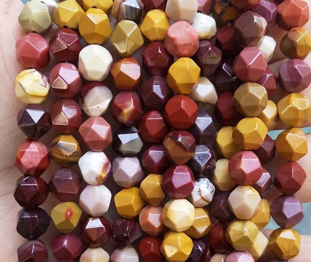 Natural Star Cut Faceted Mookaite Nugget Diamond Beads,6mm 8mm 10mm ...