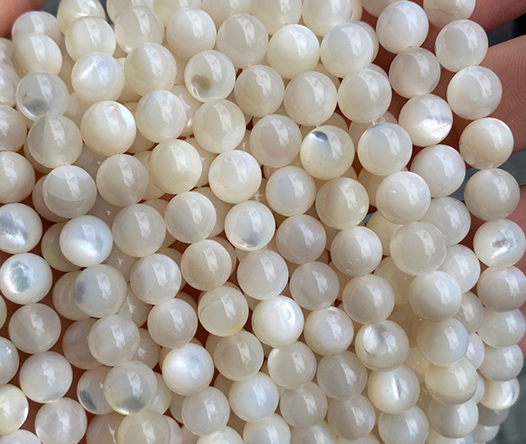 Natural White Shell Pearls Smooth Round Beads,4mm 6mm 8mm 10mm 12mm ...