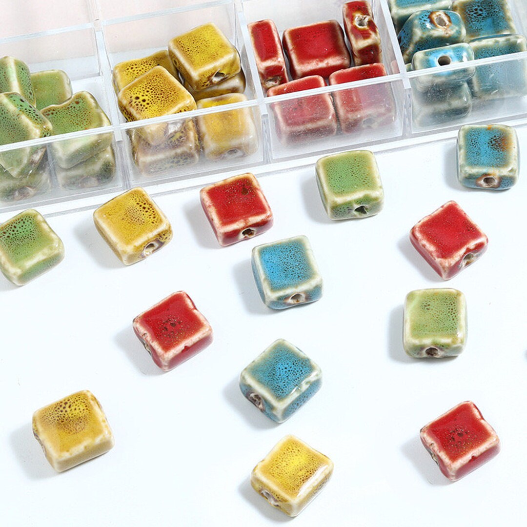 20pcs 16×8mm Ceramic Square Loose Beads,diy Ancient Style Weaving ...