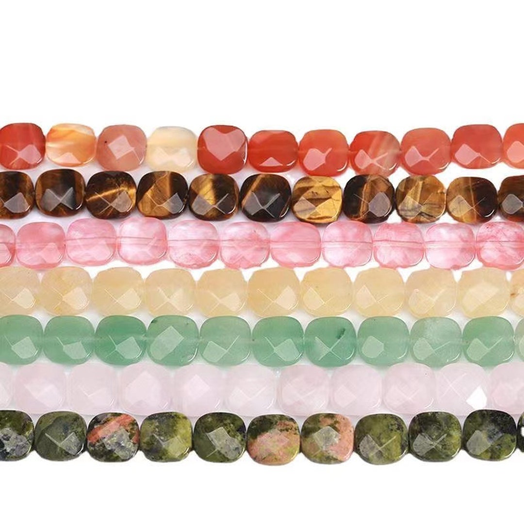 12mm Natural Square Faceted Gemstone Loose Beads, Gemstone Square ...
