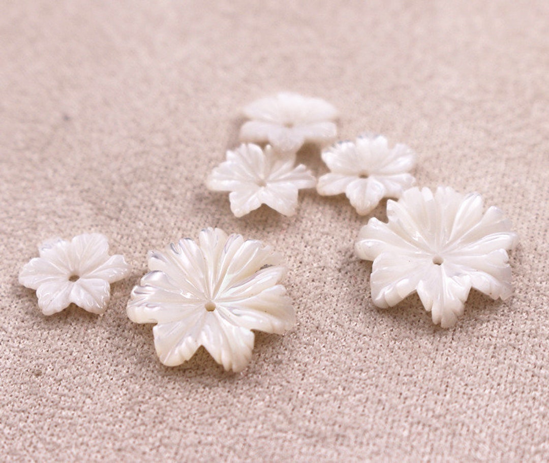 Natural MOP White Shell Carving Flower Beads,carving Shell Flower ...