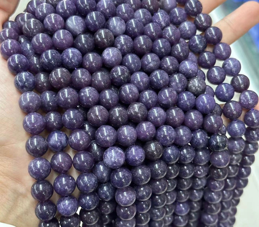 Natural Purple Lepidolite Smooth Round Beads,6mm 8mm 10mm Lepidolite ...