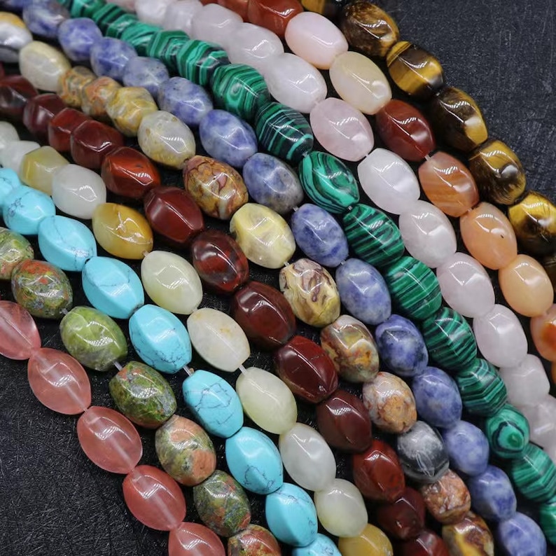 Natural Gemstone Hexagon Rice Beads Hexagon Rice Gemstone - Etsy