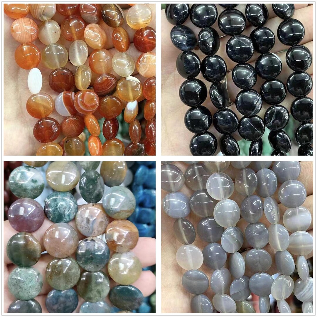 10mm-16mm Natural Agate Smooth Coin Shape Beads,agate Beads Coin Shape ...