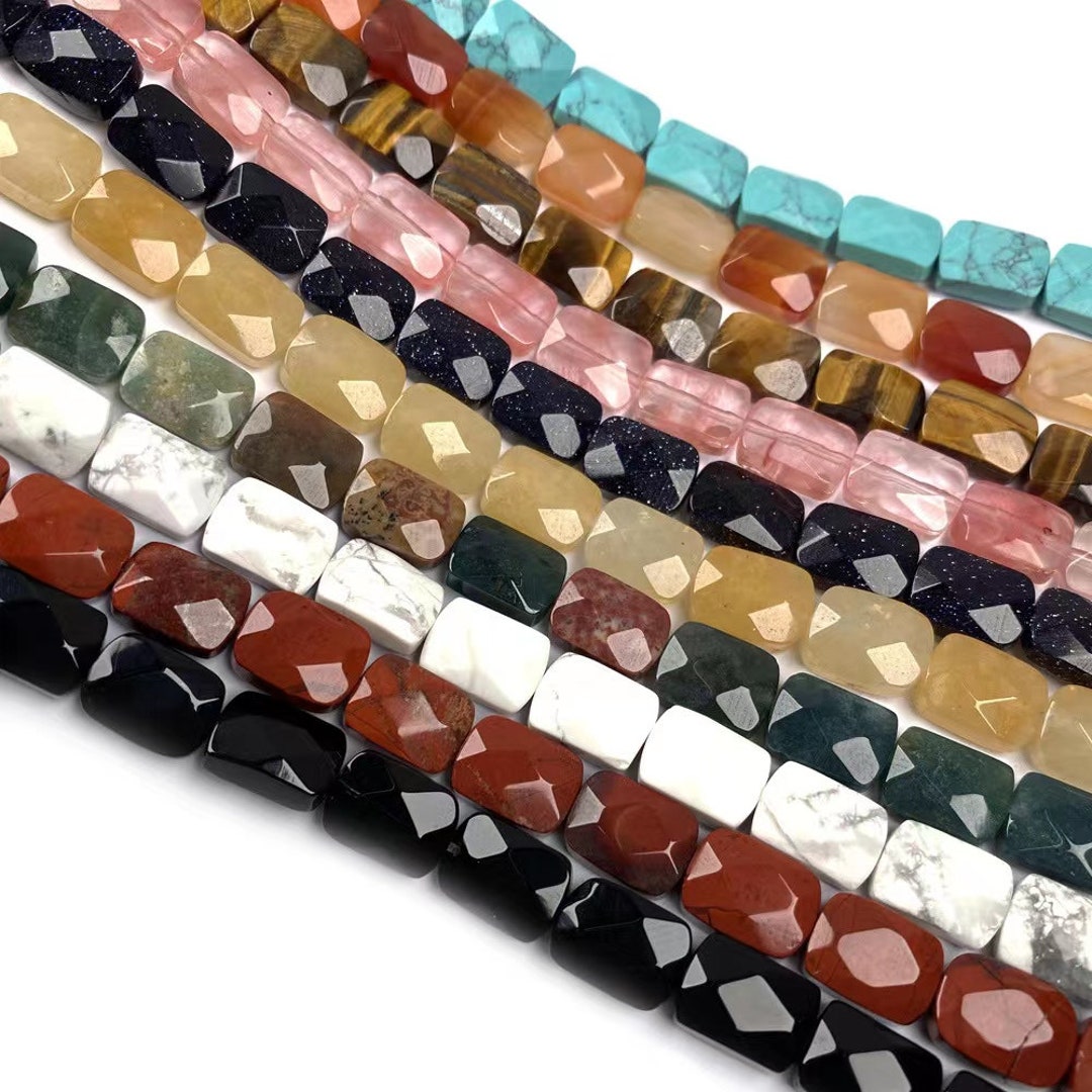 8x11mm 12x16mm Natural Rectangle Faceted Gemstone Loose Beads, Gemstone Rectangle Nugget Beads ...