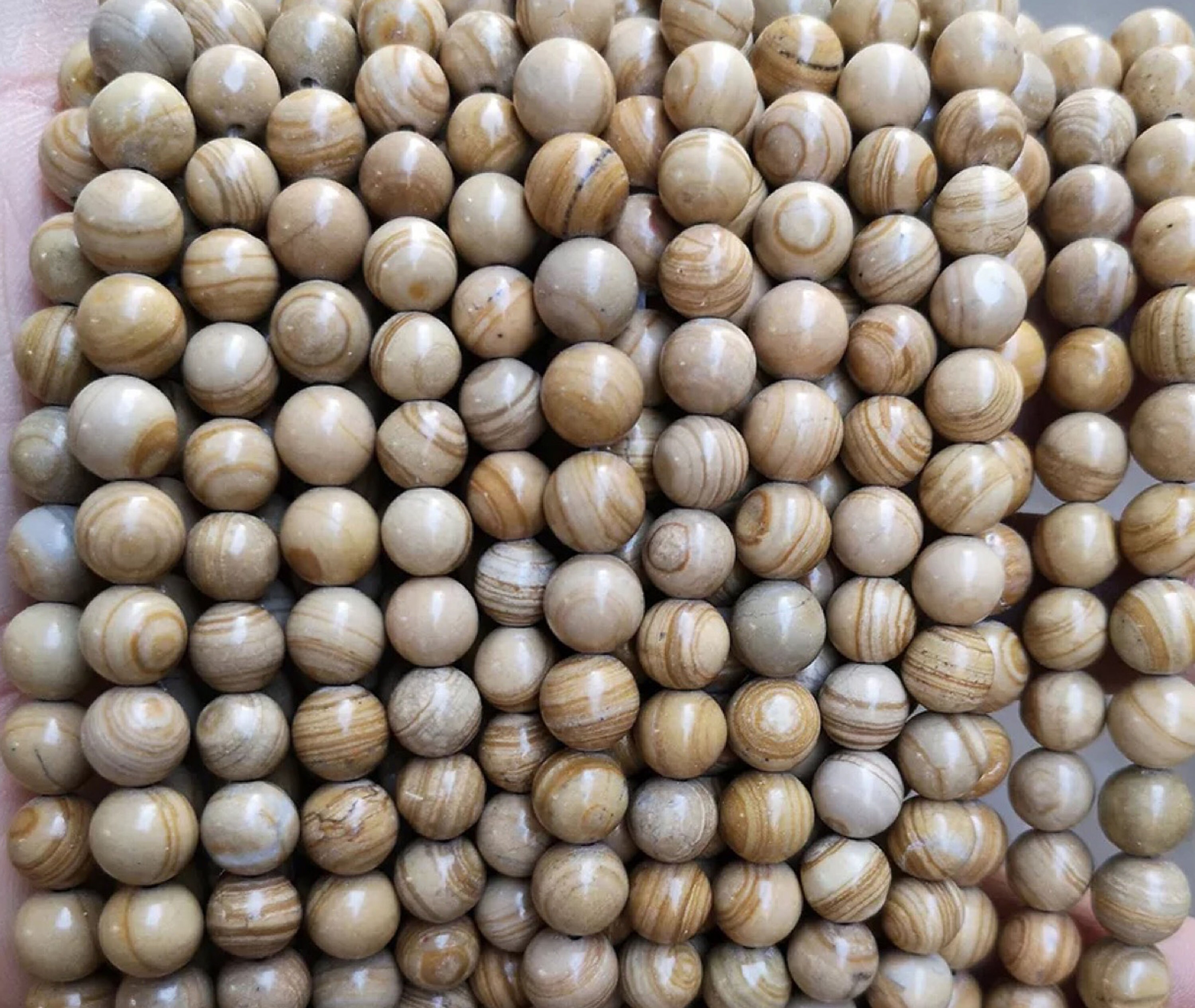 Natural Yellow Line Pattern Stone Smooth Round Beads4mm 6mm | Etsy