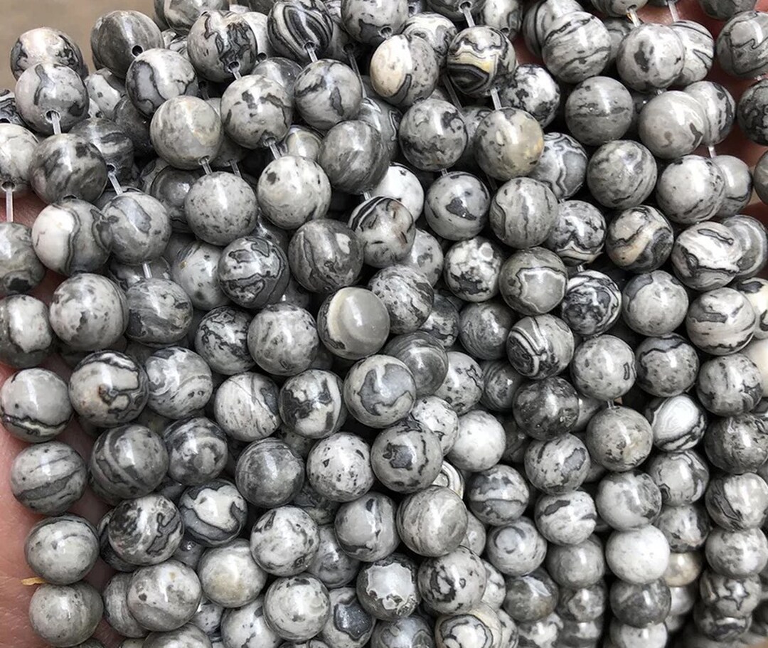 Natural Grey Picasso Jasper Round Beads,4mm 6mm 8mm 10mm 12mm Gray ...
