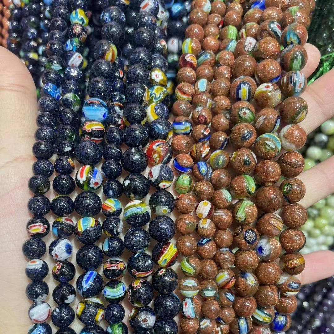 Natural Golden Sands Stone Smooth Round Beads,6mm 8mm 10mm Blue ...