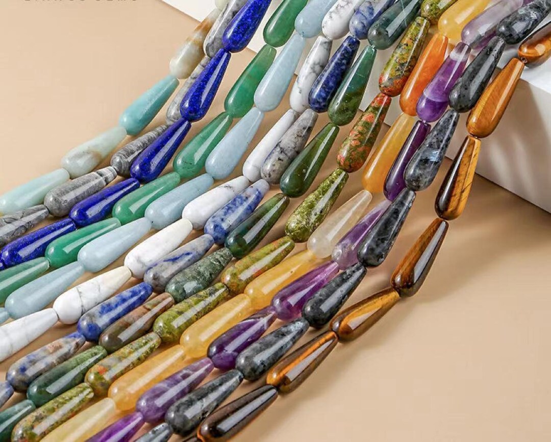 10x30mm Natural Gemstone Teardrop Loose Beads Supply,one Strand 15" - Etsy
