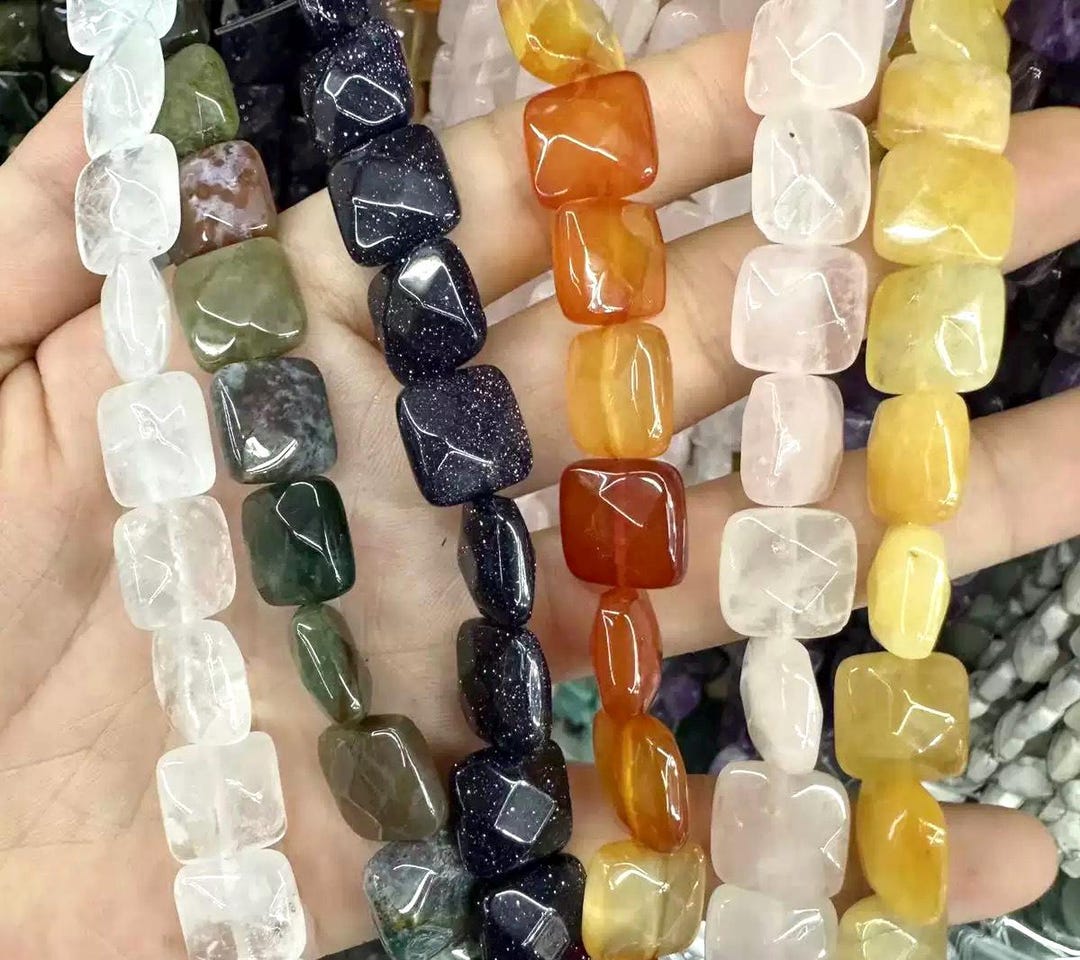 10mm Natural Square Faceted Gemstone Loose Beads, Gemstone Faceted ...