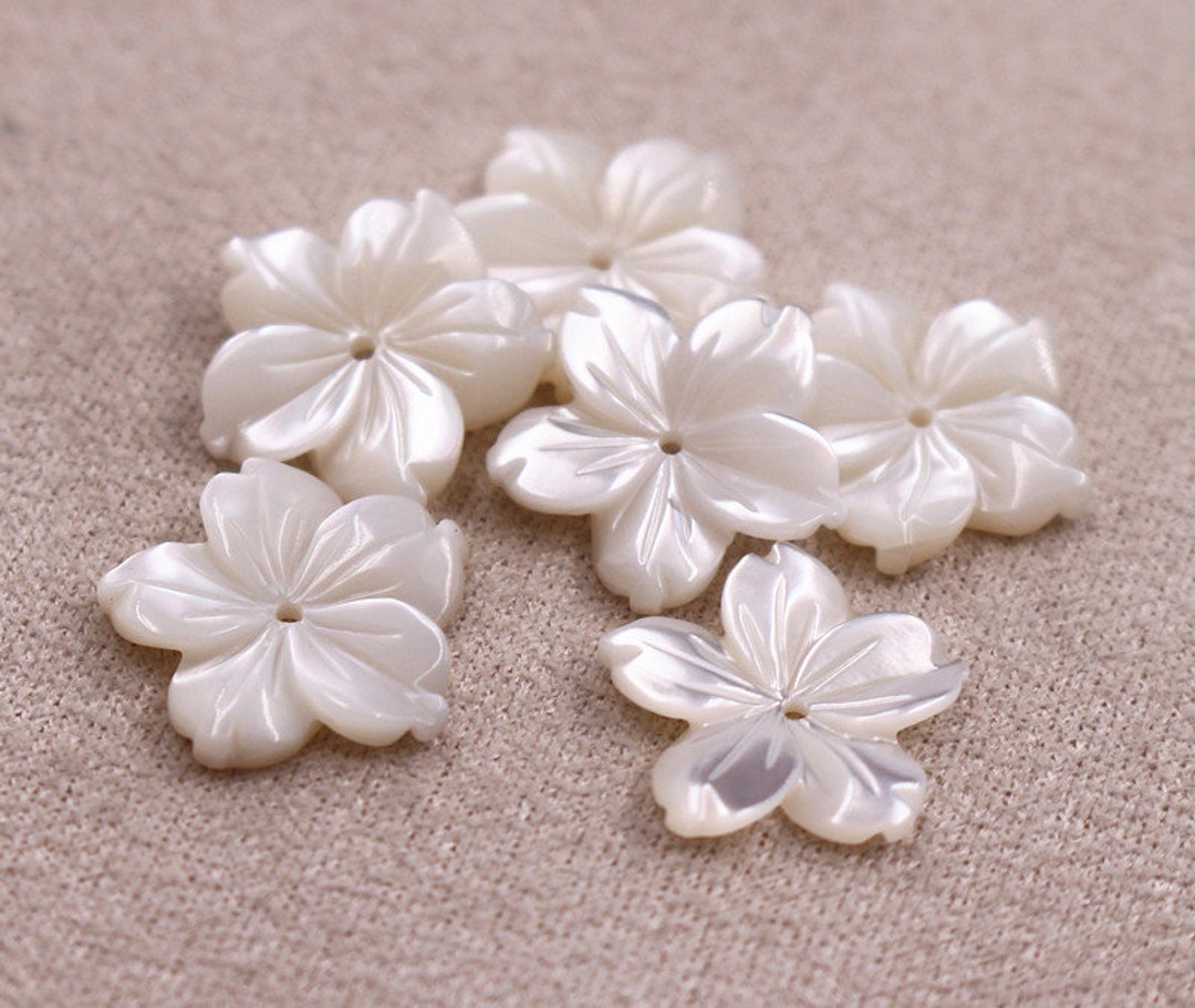 Natural MOP White Shell Carving Flower Beads,carving Shell Flower ...