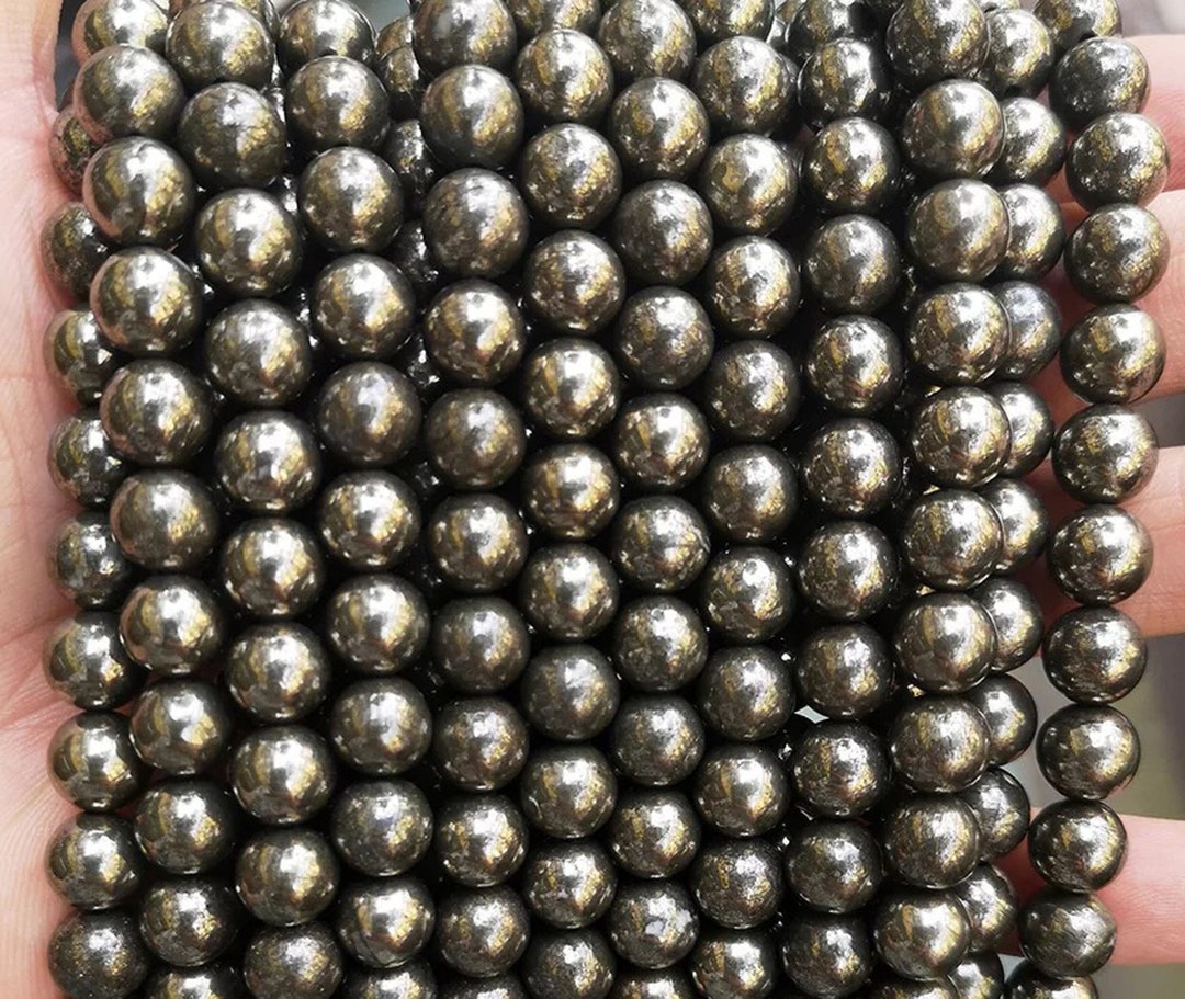 Natural Iron Pyrite Smooth Round Beads,4mm 6mm 8mm 10mm 12mm Iron ...