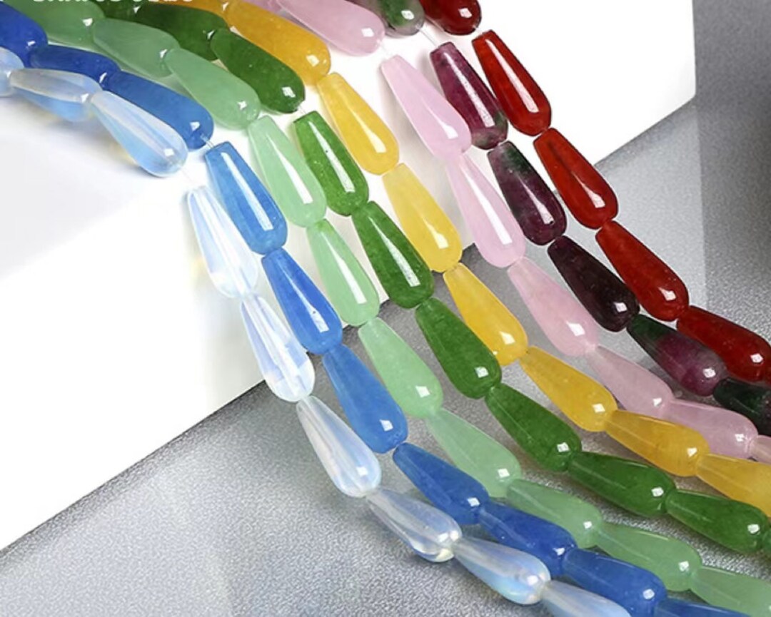 8x20mm Teardrop Shape Agate Jade Beads,straight Hole Water Droplets ...
