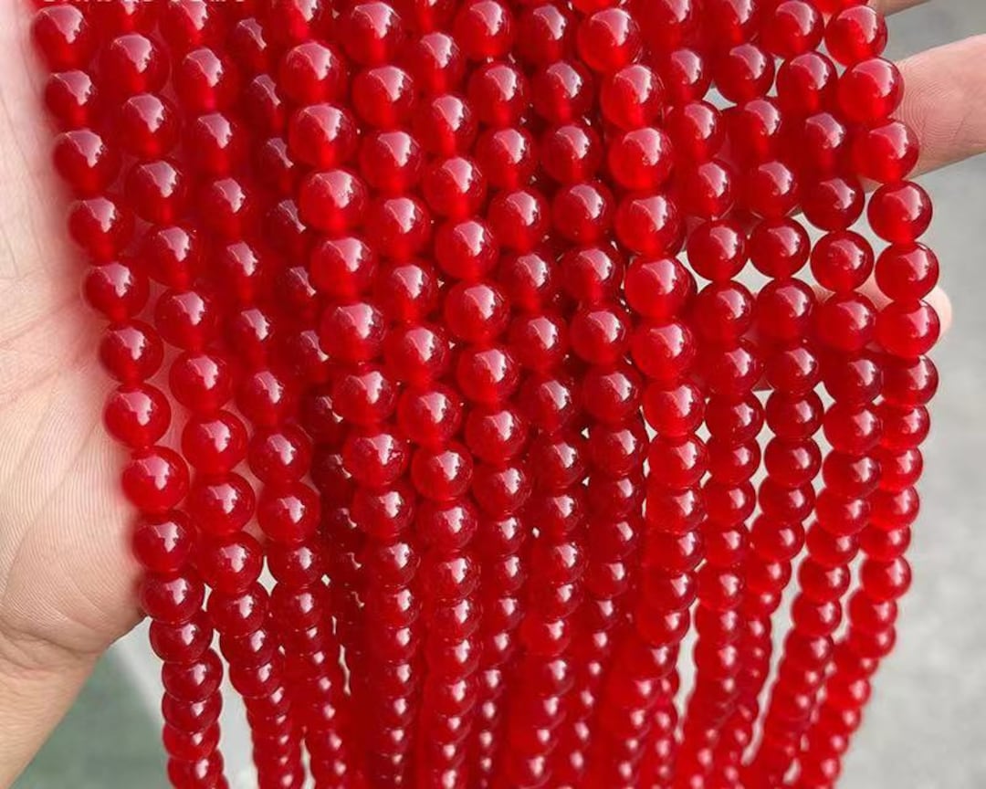 4mm-14mm Red Jade Smooth Round Beads ,one Strand 15",candy Jade DIY ...