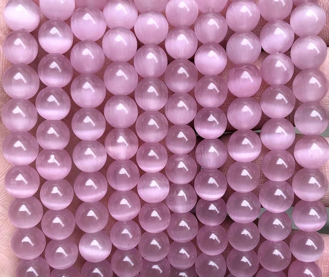 Pink Cat Eye Gemstone Smooth Round Beads,4mm 6mm 8mm 10mm 12mm Cat's ...