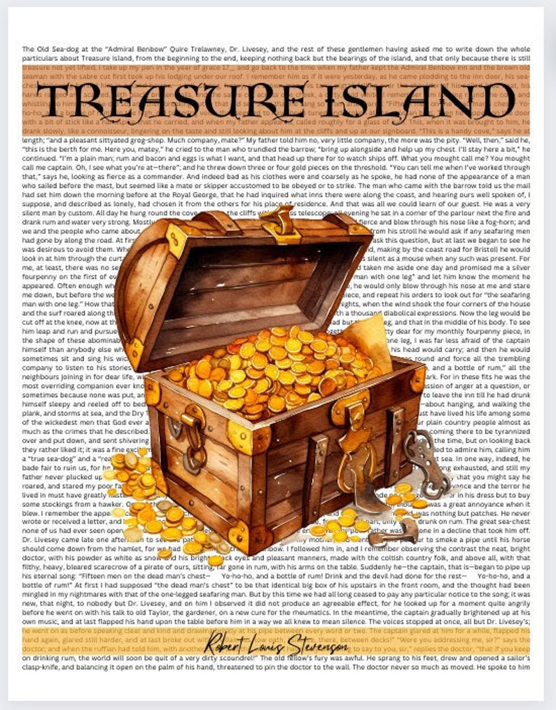 Treasure Island Printable PDF 8.5 X 11 Literary Bookish Classroom Decor ...