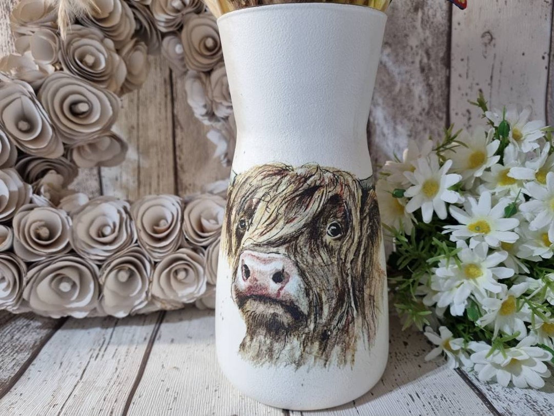 HIGHLAND COW, Highland Cow Decor, Cow Vase, Highland Cow Centrepiece ...