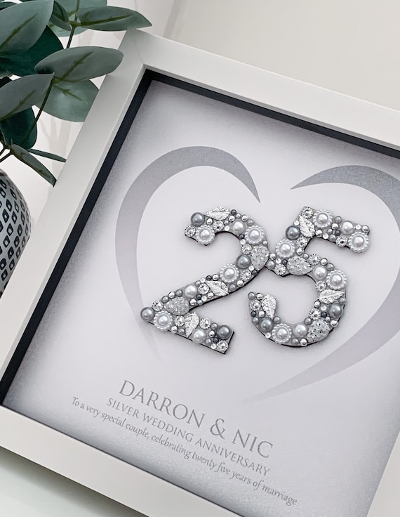 Silver Wedding Anniversary Gift 25th Anniversary Gift Personalised 25th Wedding Anniversary Present Silver Anniversary Frame 25 Years Etsy