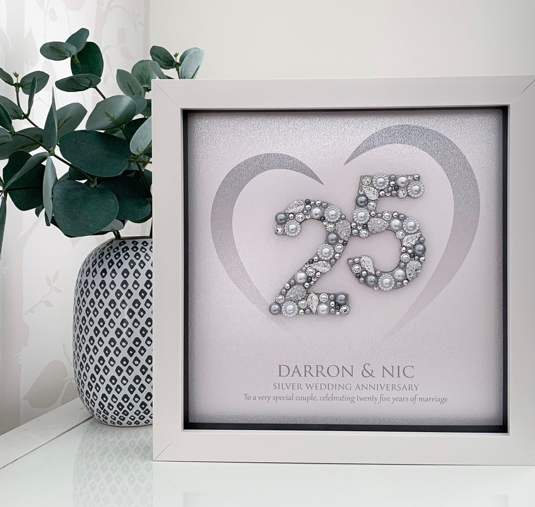Silver Wedding Anniversary Gift 25th Anniversary Gift Personalised 25th Wedding Anniversary Present Silver Anniversary Frame 25 Years Etsy