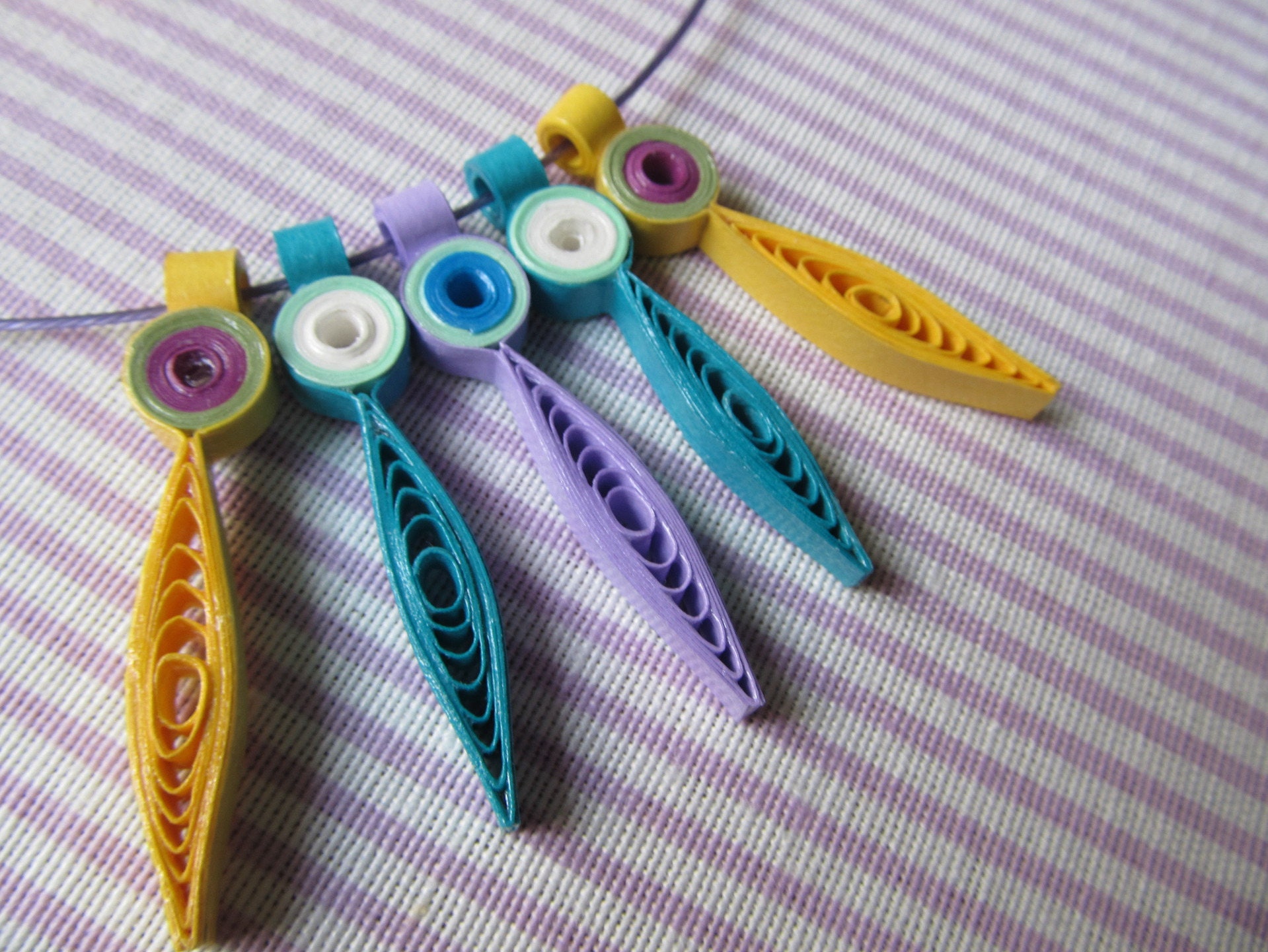 Pophop Necklace With Quilled Paper Pendants - Etsy