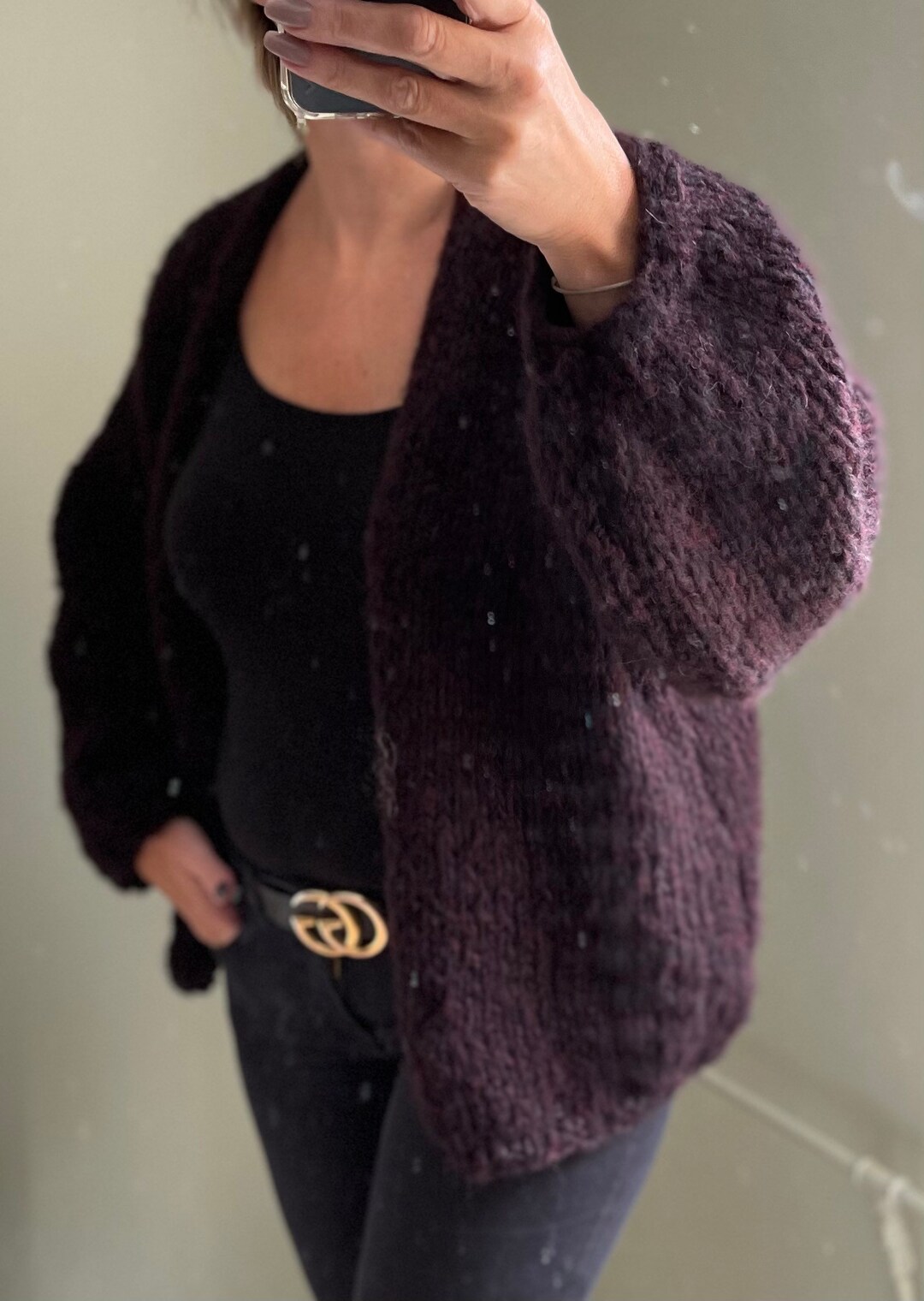 Beautiful Hand-knitted Women's Cardigan Alaska Black/red - Etsy