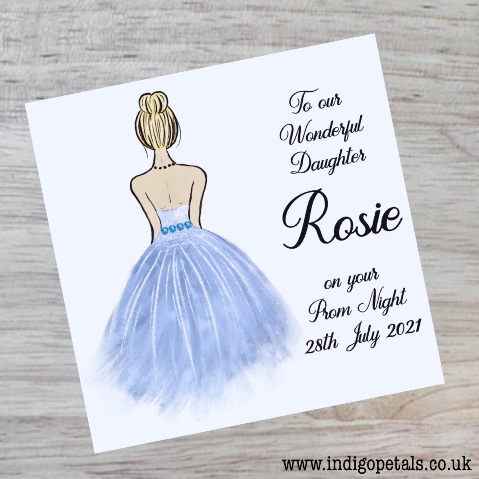Blue Dress Prom Night Personalised Greeting Card for Daughter | Etsy