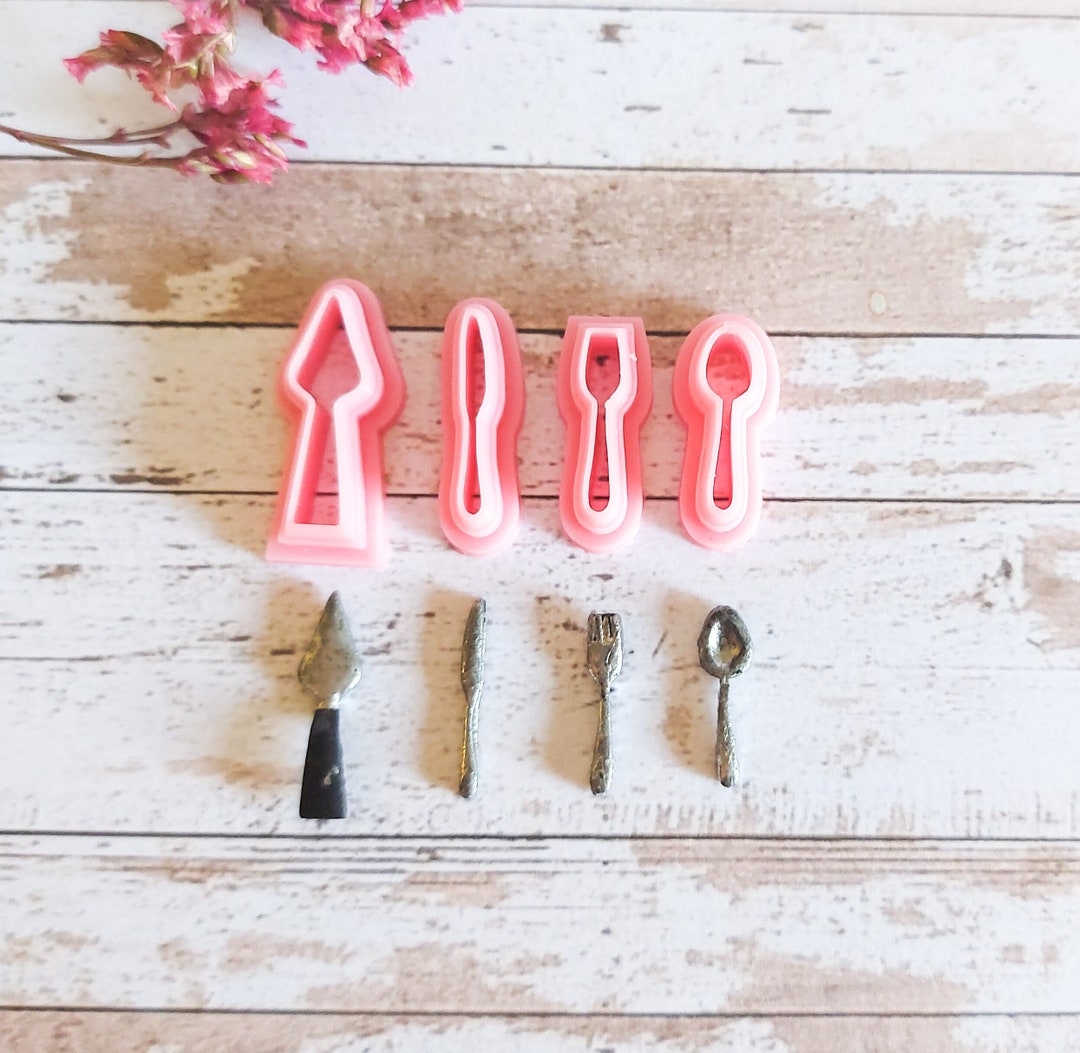 Miniature Cutters, Polymer Clay Molds, Fimo Shapes, Miniature Cutlery ...