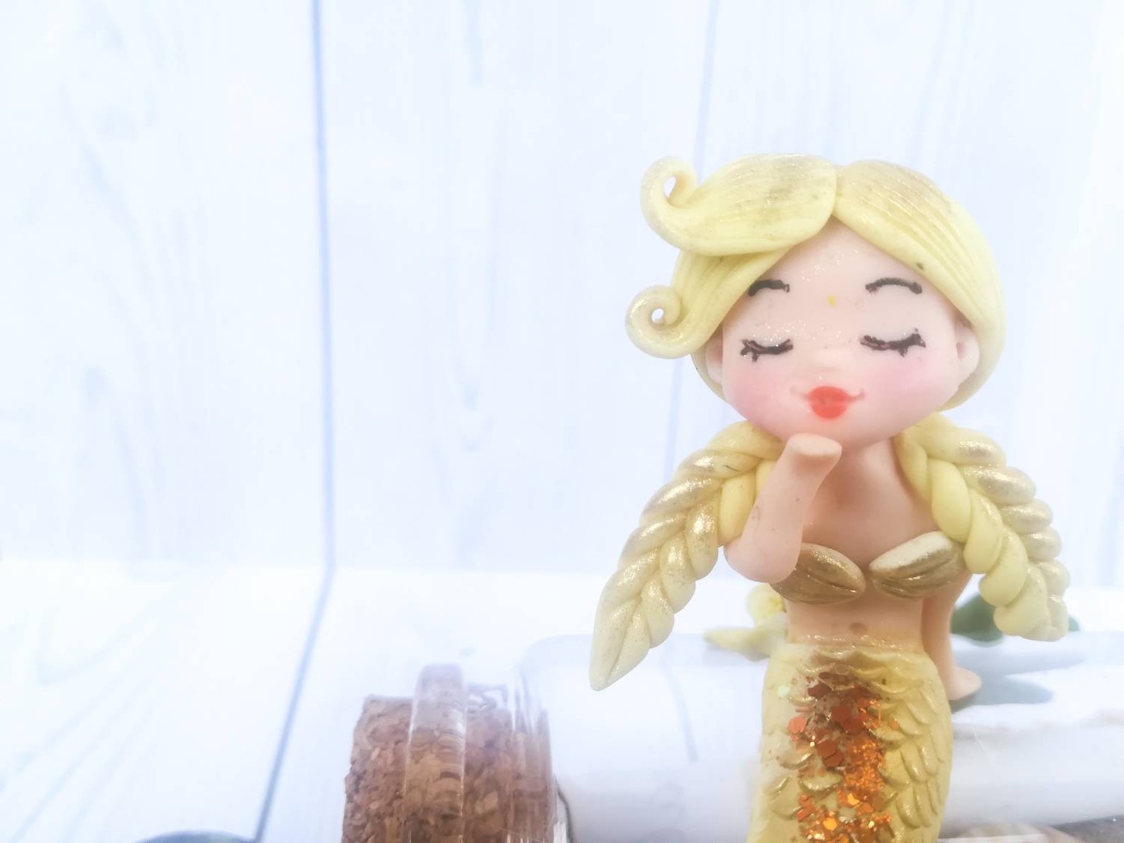 Ime Figurine In Fimo Ooak Little Mermaid On Glass Bottle Etsy