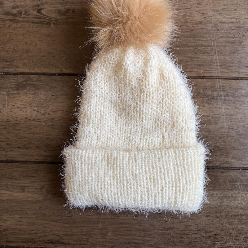 Fuzzy Cream Beanie - Etsy