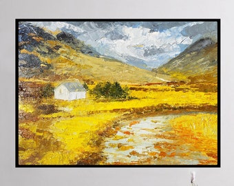 Original Yellow Abstract Painting Acrylic Painting on Canvas - Etsy