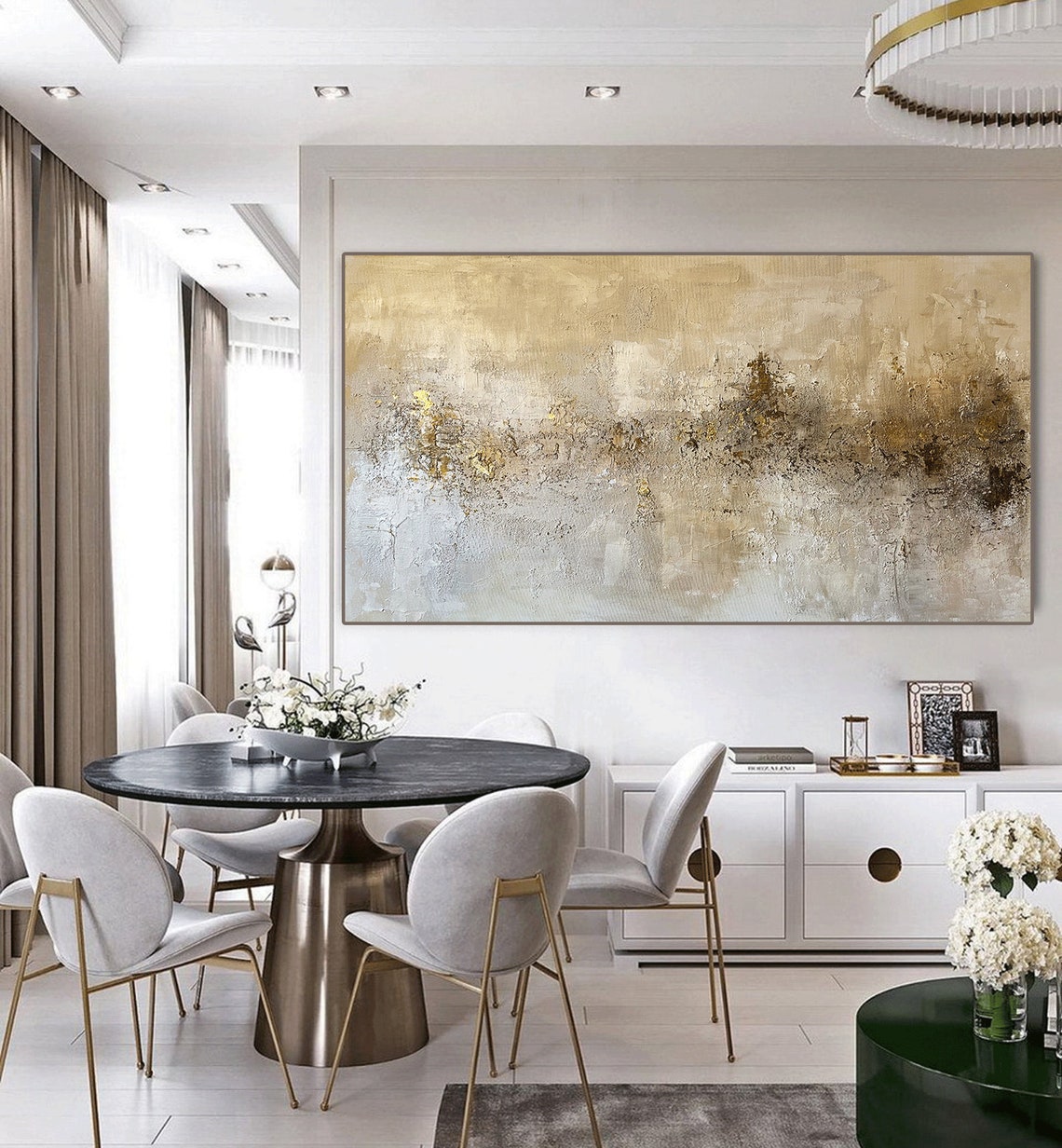 Beige Gold Painting Abstract Extra Large Textured Art Original - Etsy