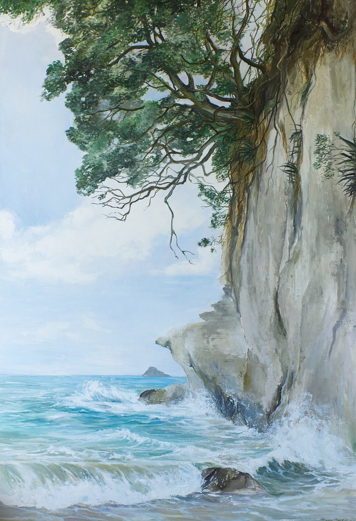 Large ocean painting Original wall decor Oil landscape Rocky | Etsy