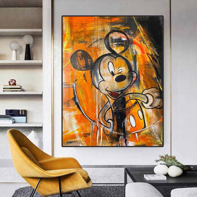 Oil painting abstract canvas Mickey mouse original colorful | Etsy