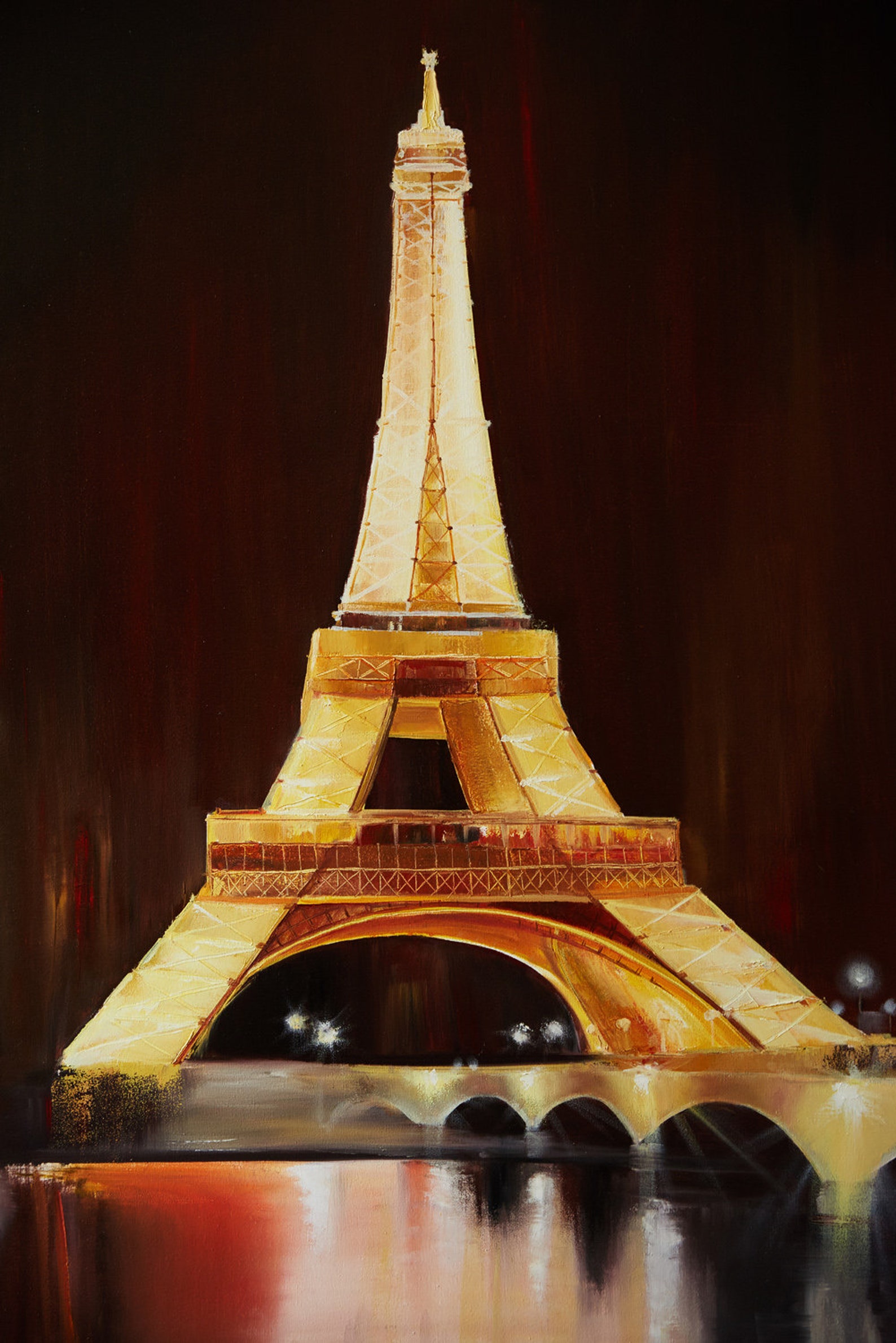 Eiffel Tower Oil Painting on Canvas Large Evening Cityscape | Etsy