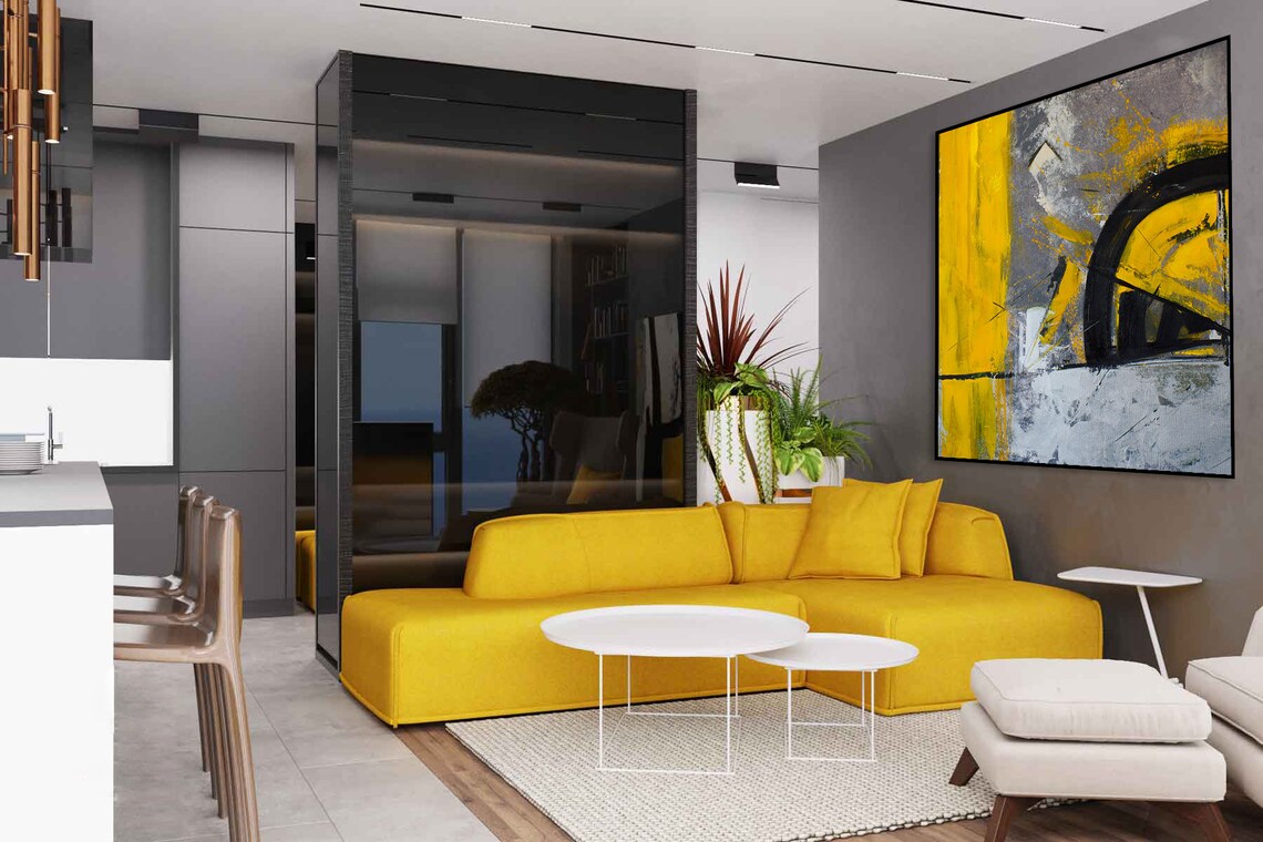 Original Yellow Abstract Painting Acrylic Painting on Canvas - Etsy