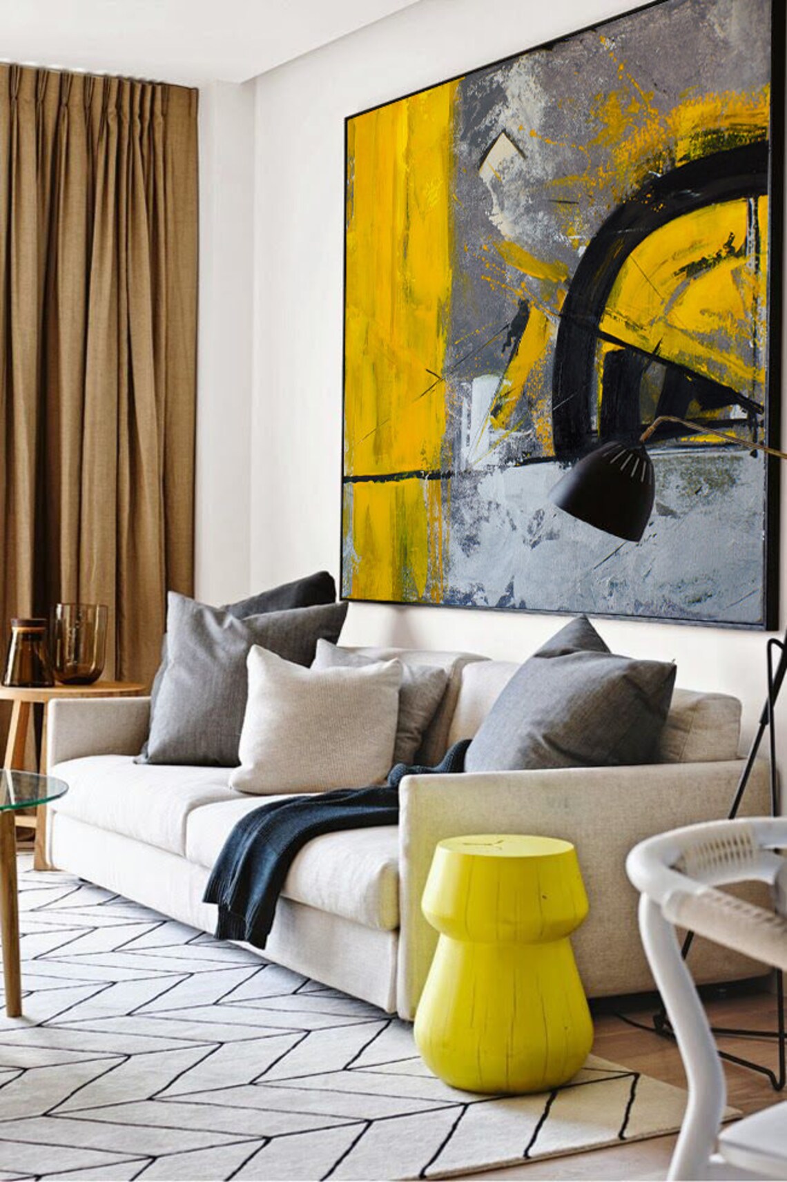 Original yellow abstract painting Acrylic Painting on canvas | Etsy