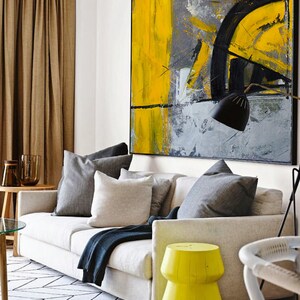 Original Yellow Abstract Painting Acrylic Painting on Canvas Extra ...