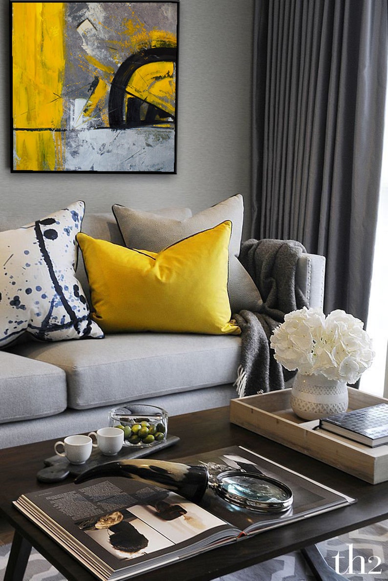 Original Yellow Abstract Painting Acrylic Painting on Canvas - Etsy