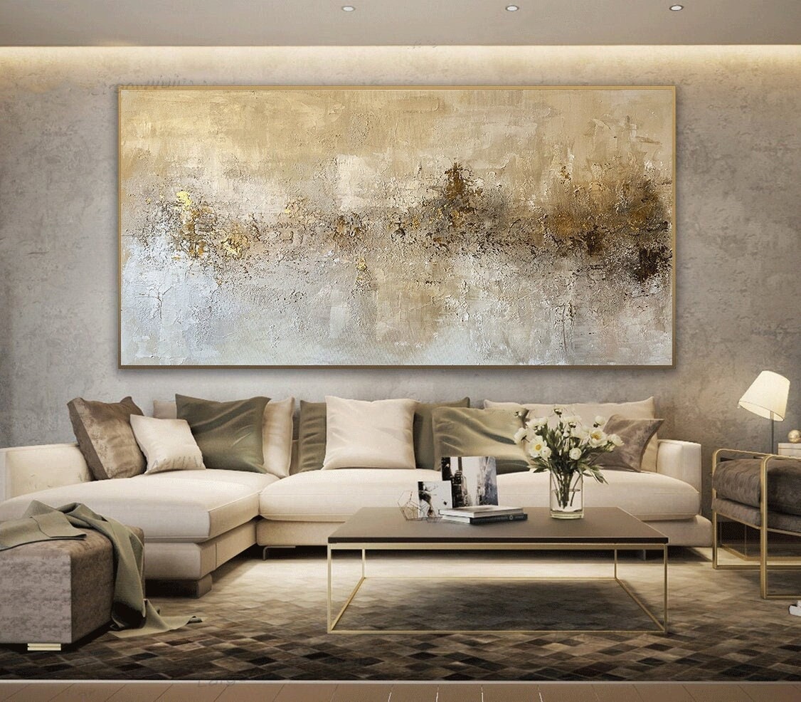 Beige Gold Painting Abstract Extra Large Textured Art Original - Etsy