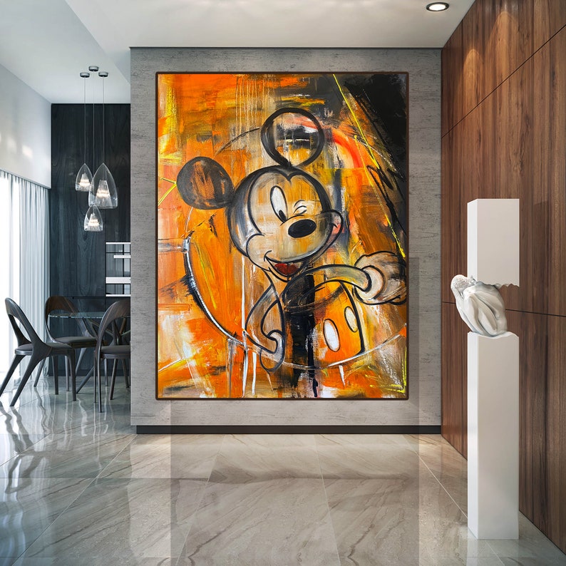 Oil painting abstract canvas Mickey mouse original colorful | Etsy