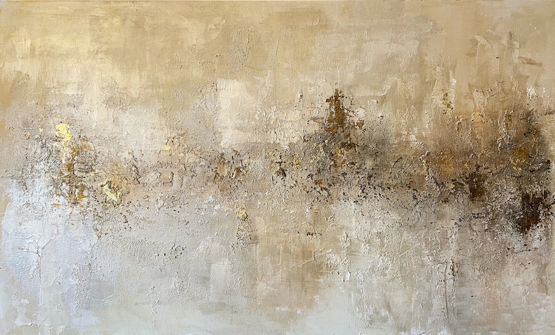 Beige goud schilderij abstract Extra grote getextureerde kunst - Etsy Nederland