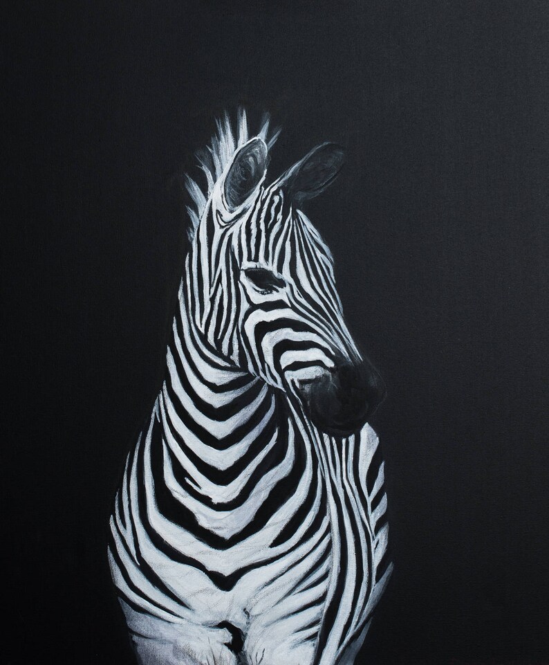Zebra Original Painting on Canvas Wild Animal Painting Acrylic - Etsy