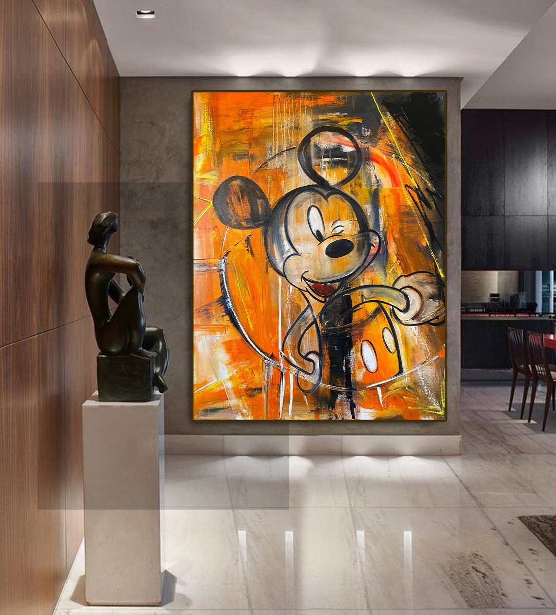 Oil painting abstract canvas Mickey mouse original colorful | Etsy