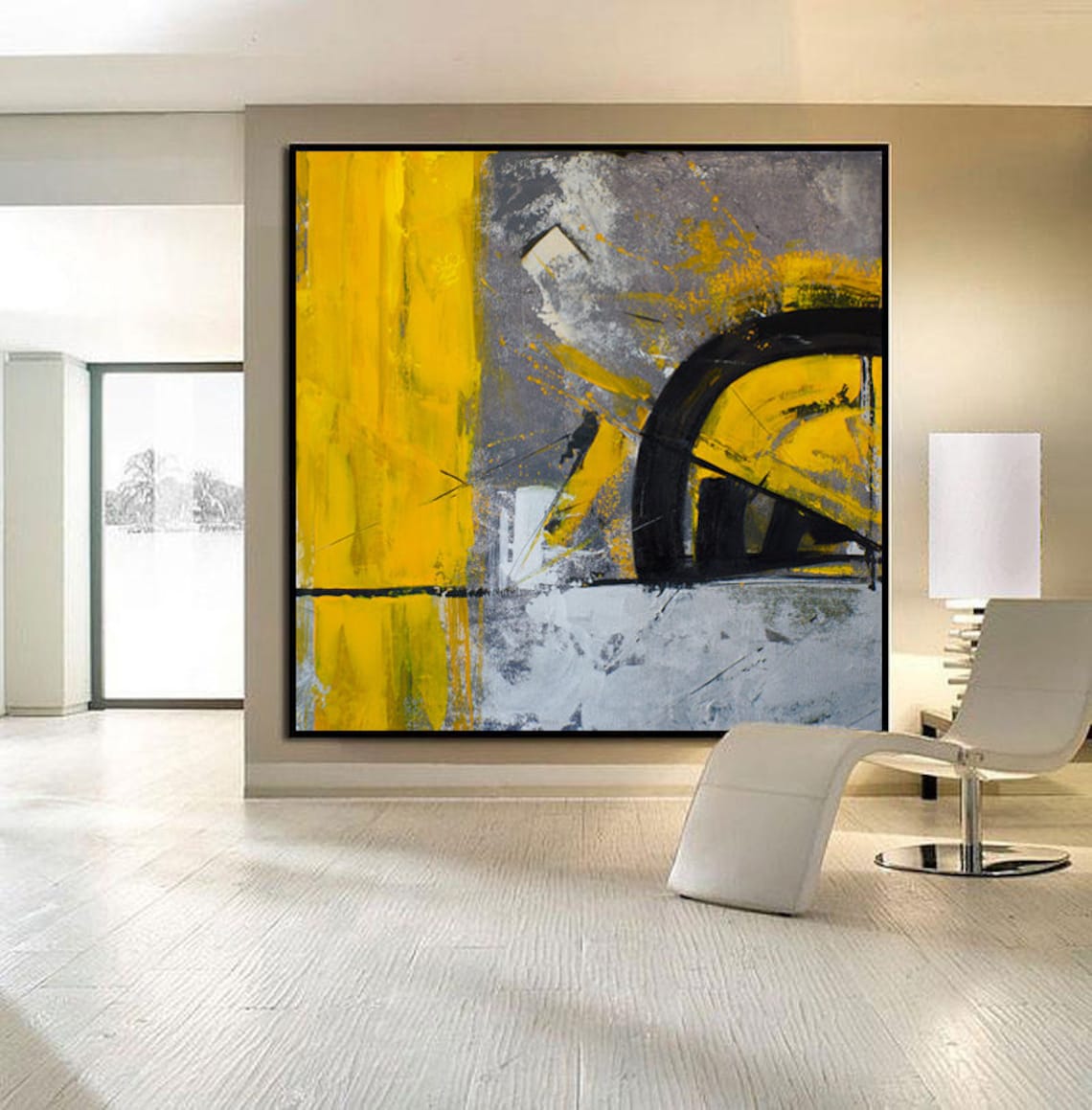 Original yellow abstract painting Acrylic Painting on canvas | Etsy