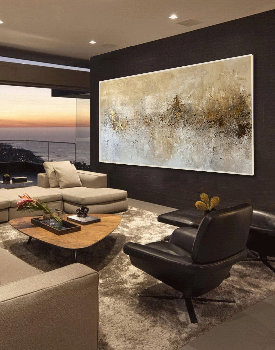 Beige Gold Painting Abstract Extra Large Textured Art Original - Etsy