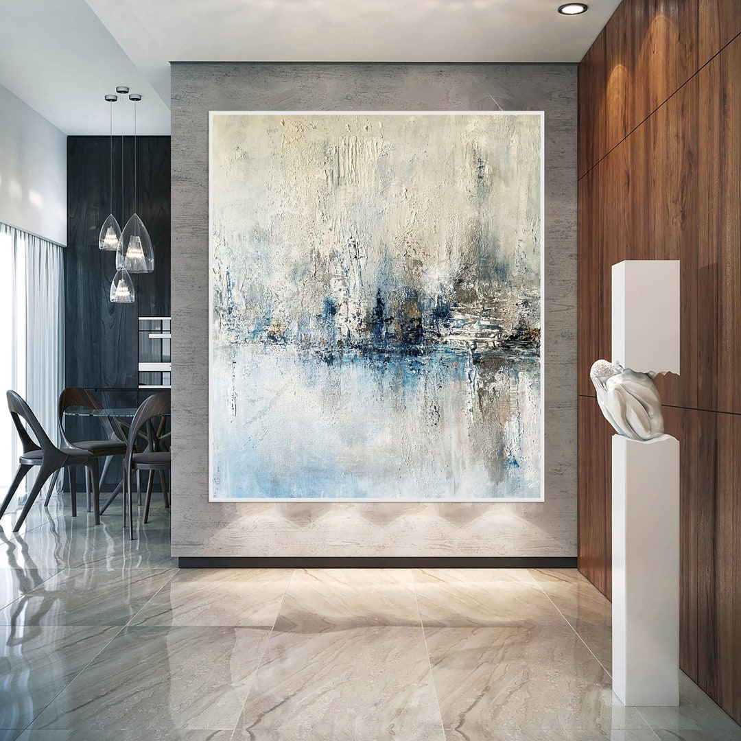 Original Abstract Winter Acrylic Painting on Canvas Large Textured Wall ...