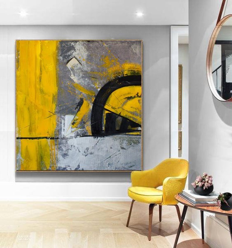 Original Yellow Abstract Painting Acrylic Painting on Canvas - Etsy