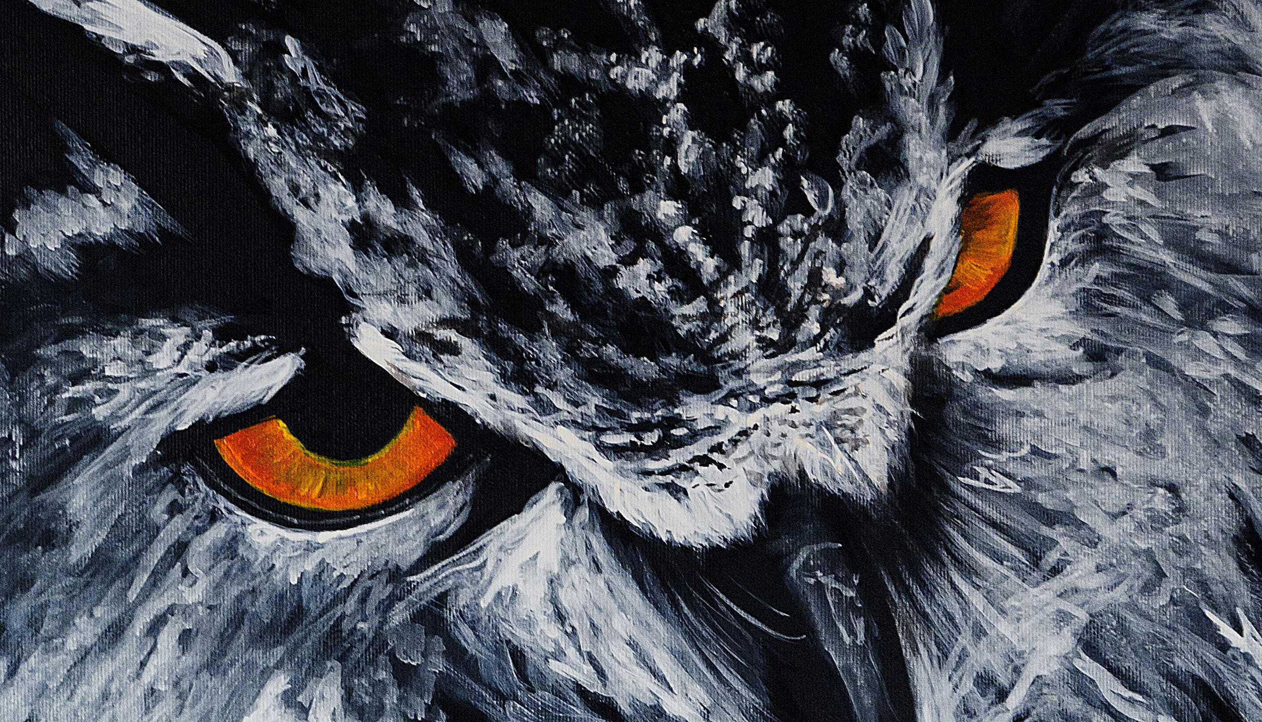 Owl Painting Big Bird Owl Decor Wild Animal Original Art | Etsy