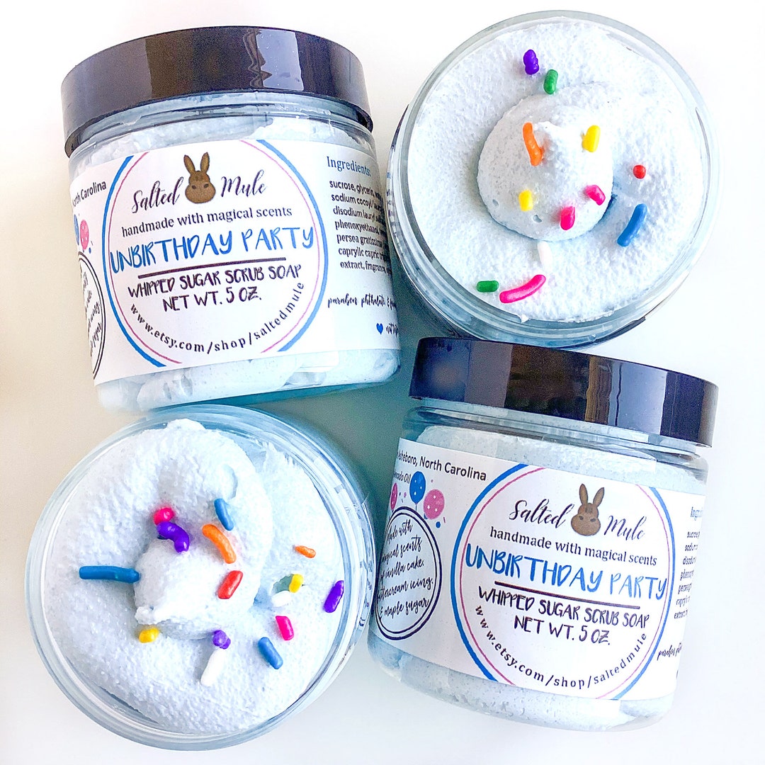 Unbirthday Party Whipped Sugar Scrub Soap Sugar Whip Exfoliating Bath Soap Bath and Body Foaming ...